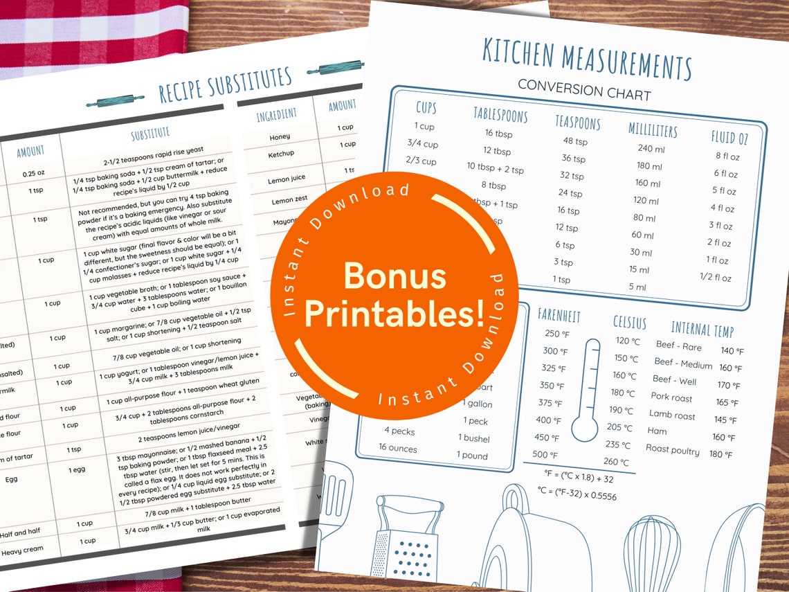 Printable Recipe Template | Ready-to-print PDF | Includes 3 Paper Sizes ...