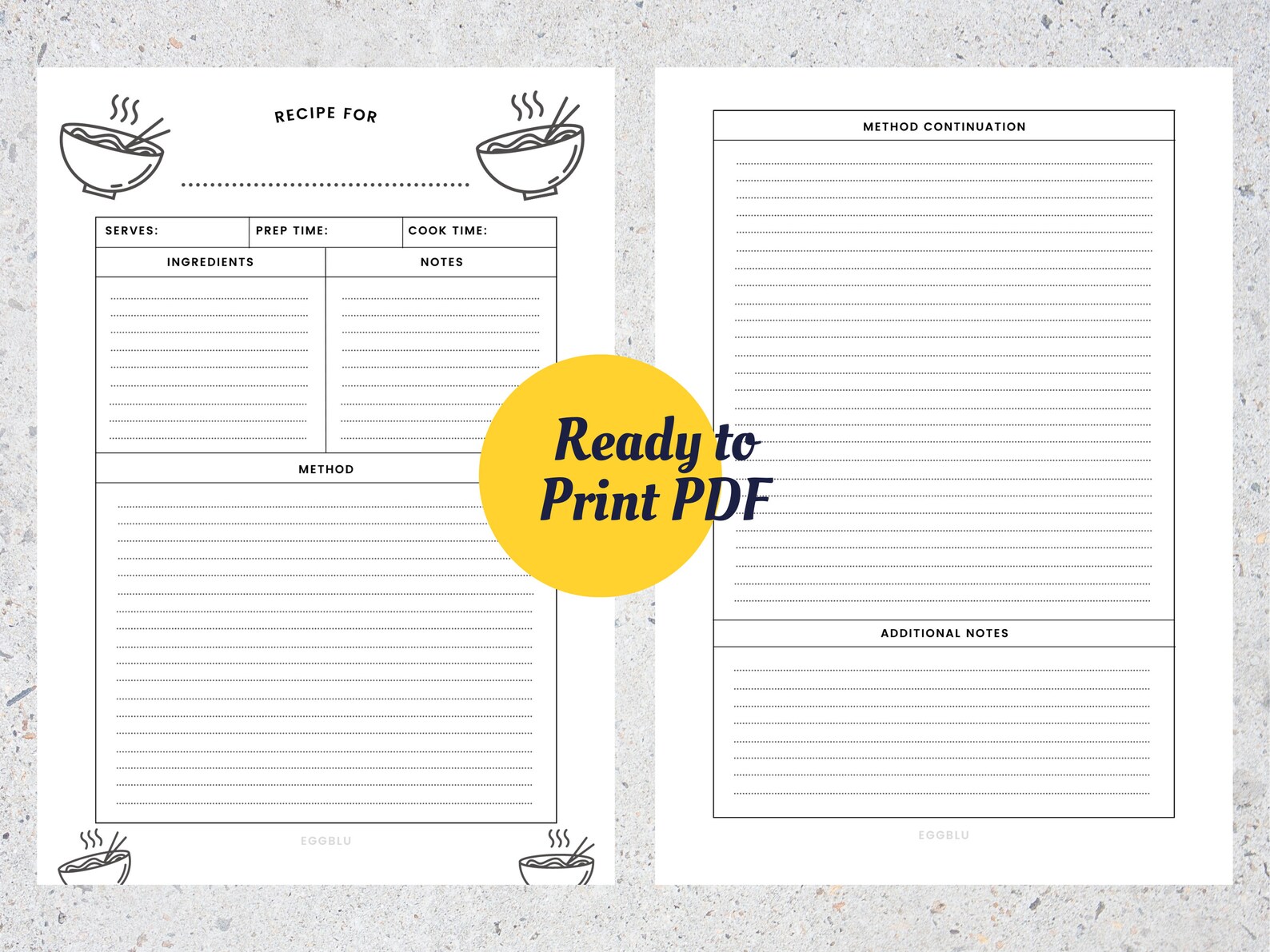 Printable Recipe Template | Ready-to-print PDF | Includes 3 Paper Sizes ...