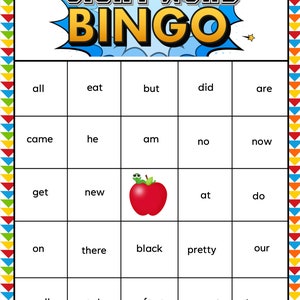 Sight Word Bingo Game 3rd Grade Dolch List - Etsy