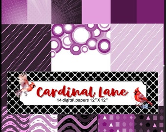 Purple Digital Paper Pack, Mardi Gras, Scrapbook Paper Background ...