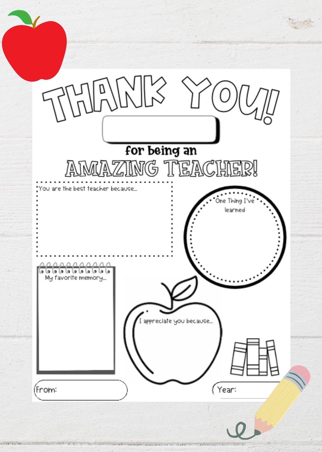 Printable Teacher Appreciation Poster Fill In The Blank Gift From