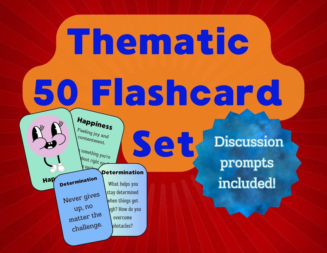 50 Set Thematic Flashcards English Version - Etsy