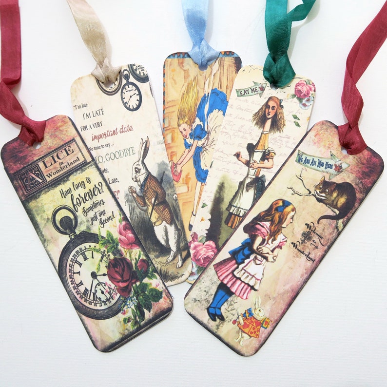 Alice in Wonderland Bookmarks Vintage Retro Tagdown the | Etsy