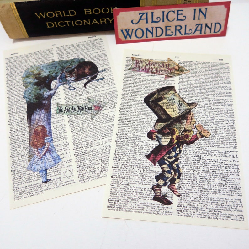 Alice in Wonderland-vintage Dictionary Page Prints-we Are All | Etsy ...