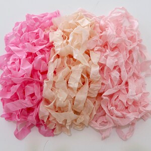 Seam Binding,ribbon, Scrunched,shabby Ribbon,crinkled Ribbon,pink ...