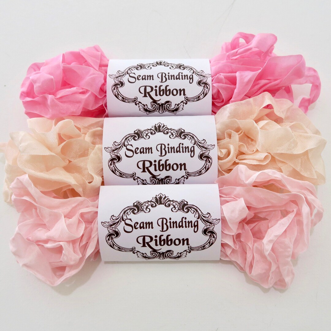 Seam Binding,ribbon, Scrunched,shabby Ribbon,crinkled Ribbon,pink ...