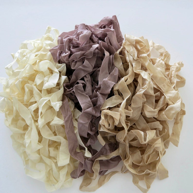 Seam Binding Ribbon,scrunched Ribbon, Shabby Crinkled Ribbon, Beige ...