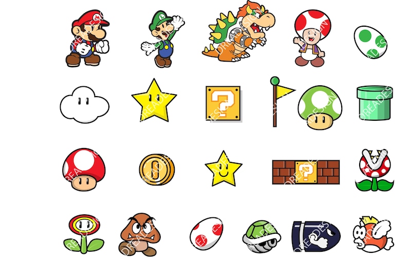 Marios Bross Pack of 22 Vector SVG EPS Pdf, Clipart Vector Graphics for ...