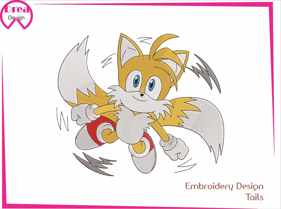 Tails Sonic Embroidery Baby Design Machine. Automatic Embroidery Design ...