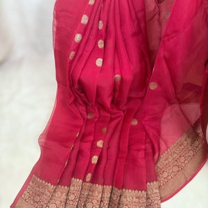 Maroon Kora Silk Banarasi Saree: Gold Zari Brocade Wedding Sari - Etsy