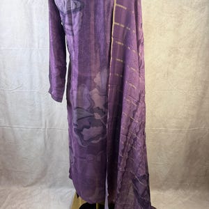 Muslin Silk Blend Purple Digital Print Embroidered Salwar Set With ...