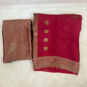 Maroon Kora Silk Banarasi Saree: Gold Zari Brocade Wedding Sari - Etsy