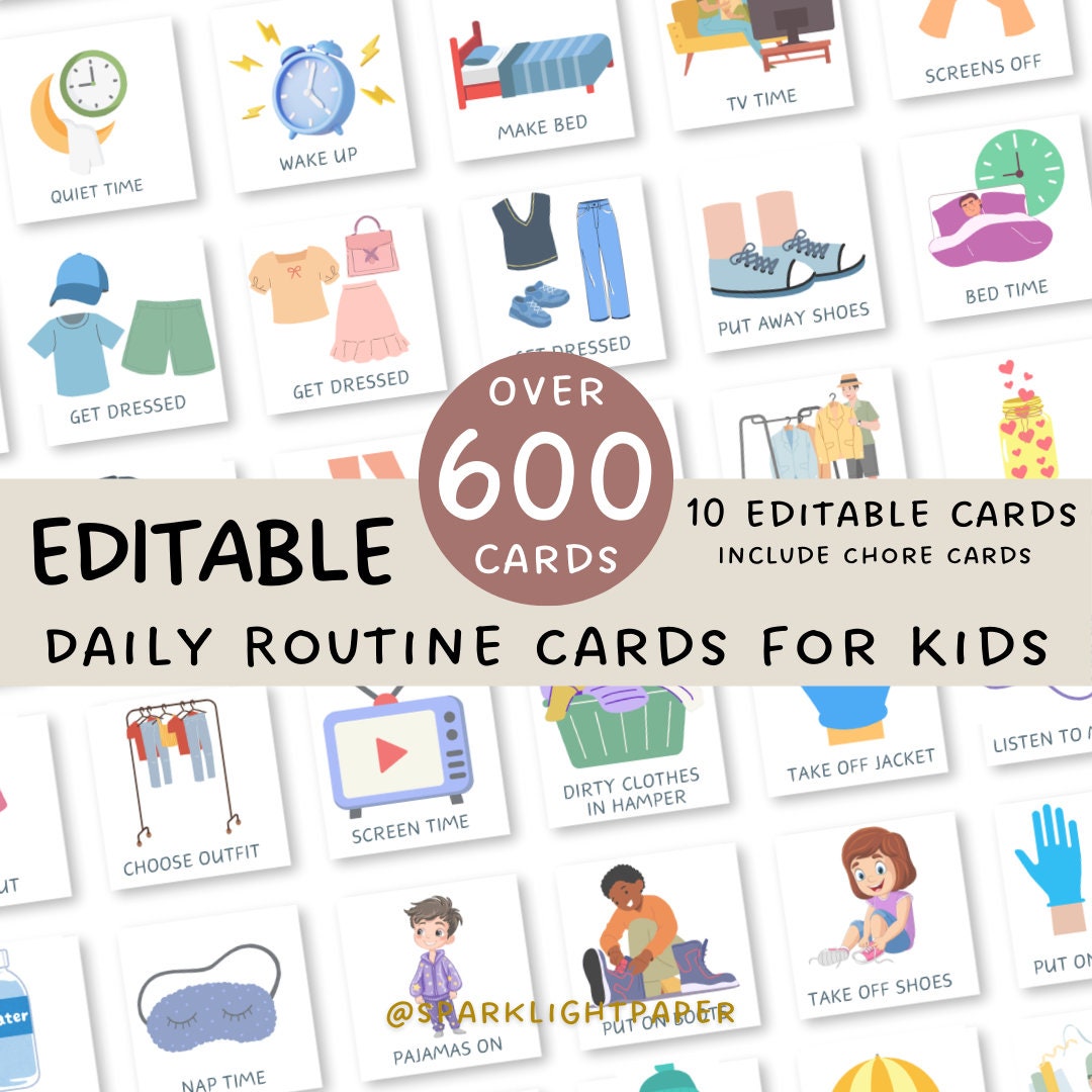 Editable Daily Routine Cards Visual Schedule for Toddlers Montessori ...