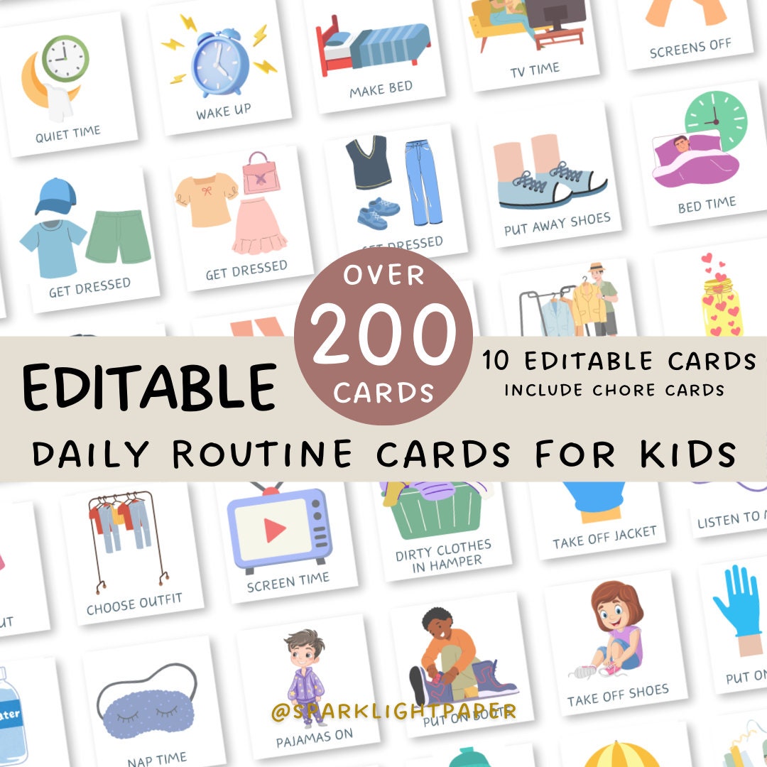 Editable Daily Routine Cards Visual Schedule for Toddlers Montessori ...