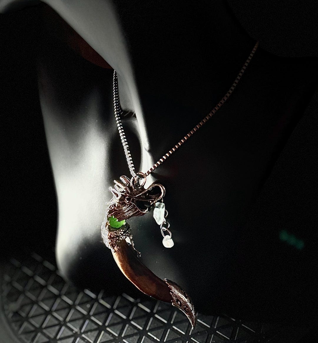 Arctic Wolf Tooth Pendant & Seaglass Necklace - Etsy