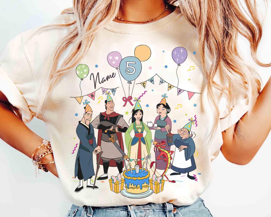 Personalized Name Mulan Princess Birthday Balloons T-shirt, Custom ...