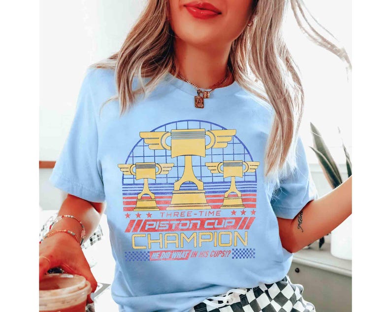 Retro Disney Pixar Cars Piston Cup Champion Shirt, Lightning Mcqueen ...