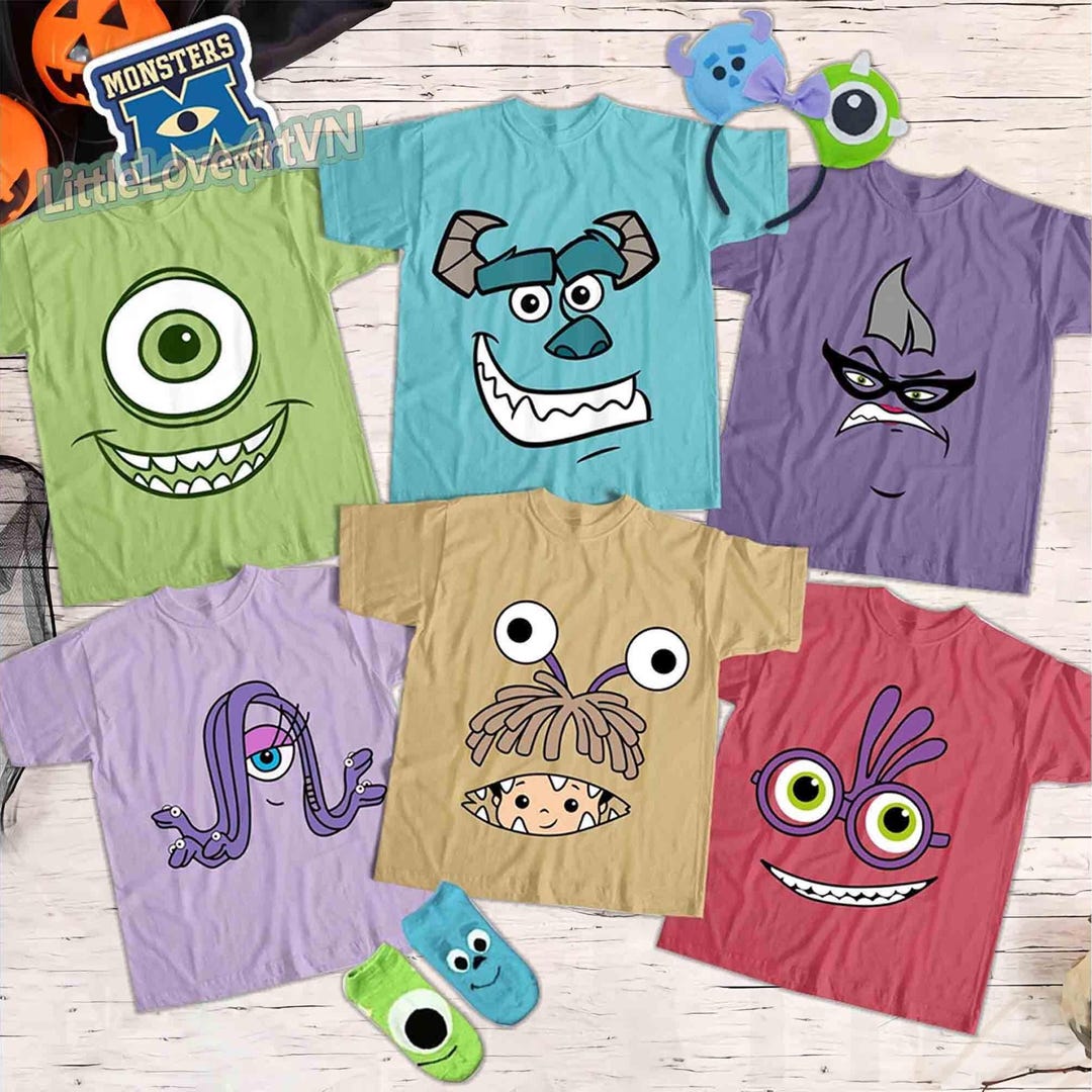 Disney Pixar Monster Inc Big Face Costume Halloween T-shirt, Sully Mike ...