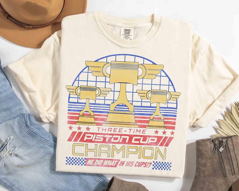 Retro Disney Pixar Cars Piston Cup Champion Shirt, Lightning Mcqueen ...