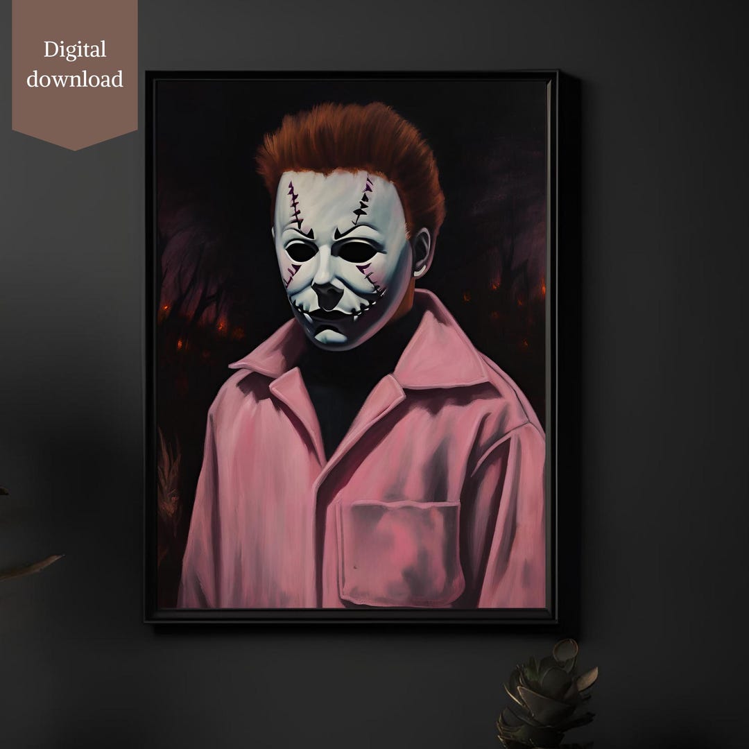 Pink Michael Myers Printable Wall Art for Halloween, Vintage Michael ...