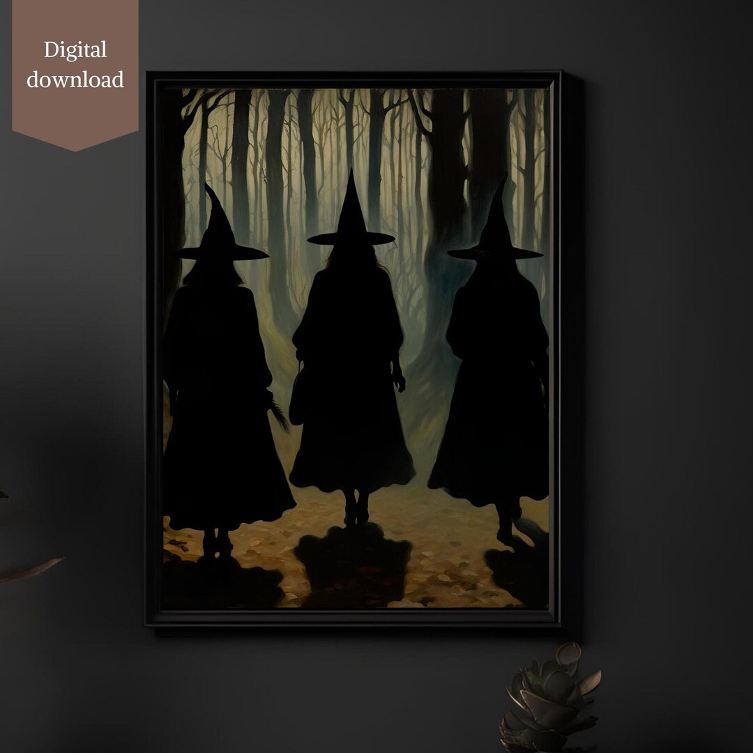 Vintage Witch Wall Art Print for Halloween, Printable Halloween Witchy ...