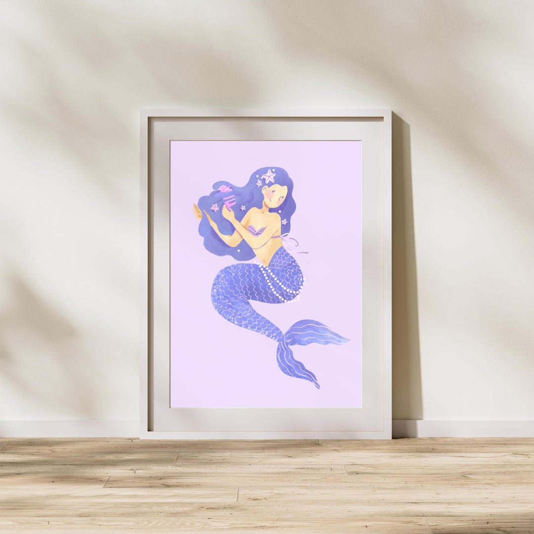 Mermaid Watercolor Wall Art - Digital Print - Instant Download - Etsy