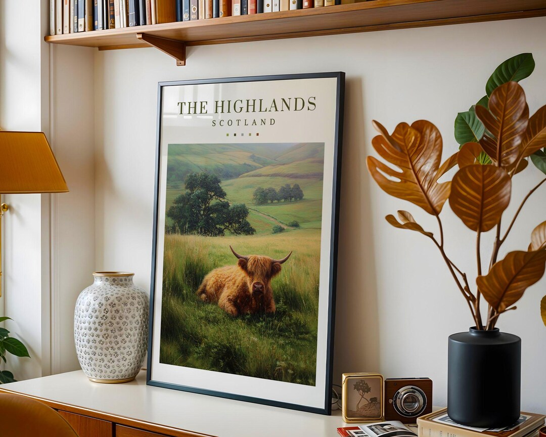 Highland Cow Scottish Travel Print, the Highlands Travel Poster ...