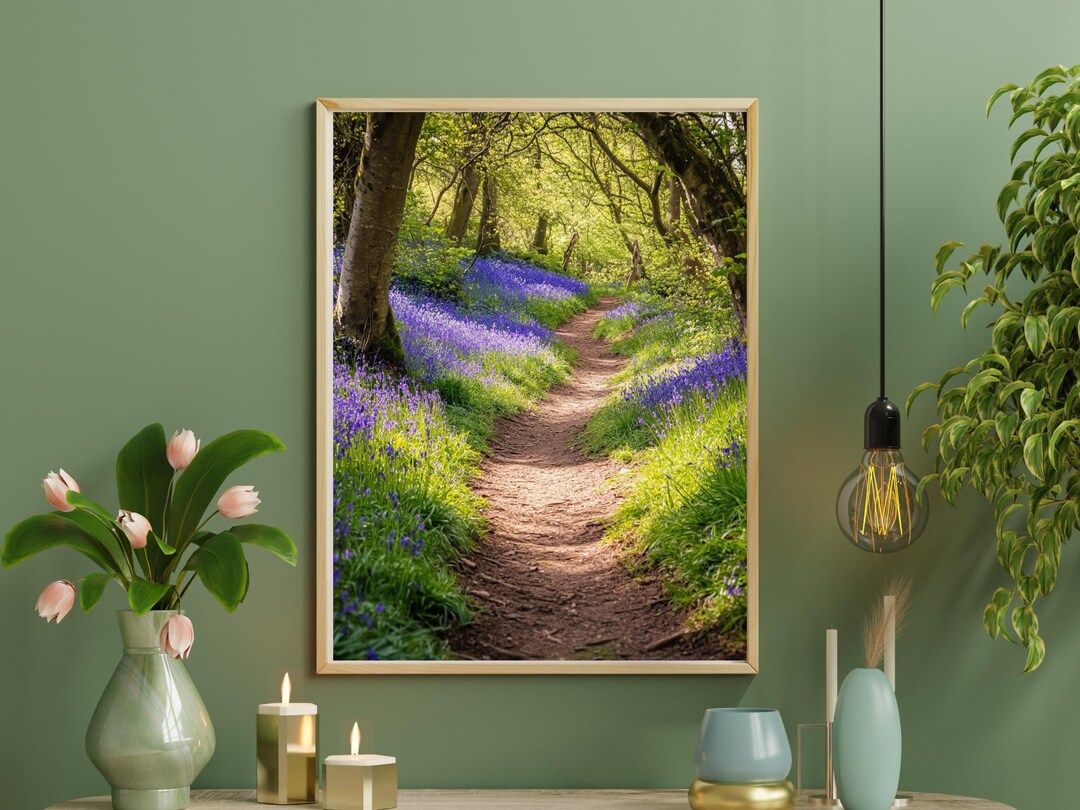 Bluebell Field Wall Art Print, English Countryside Art, Bluebell Print ...
