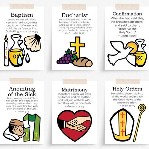 CATHOLIC Seven SACRAMENTS Flash Cards Bulletin Board Posters - Etsy UK