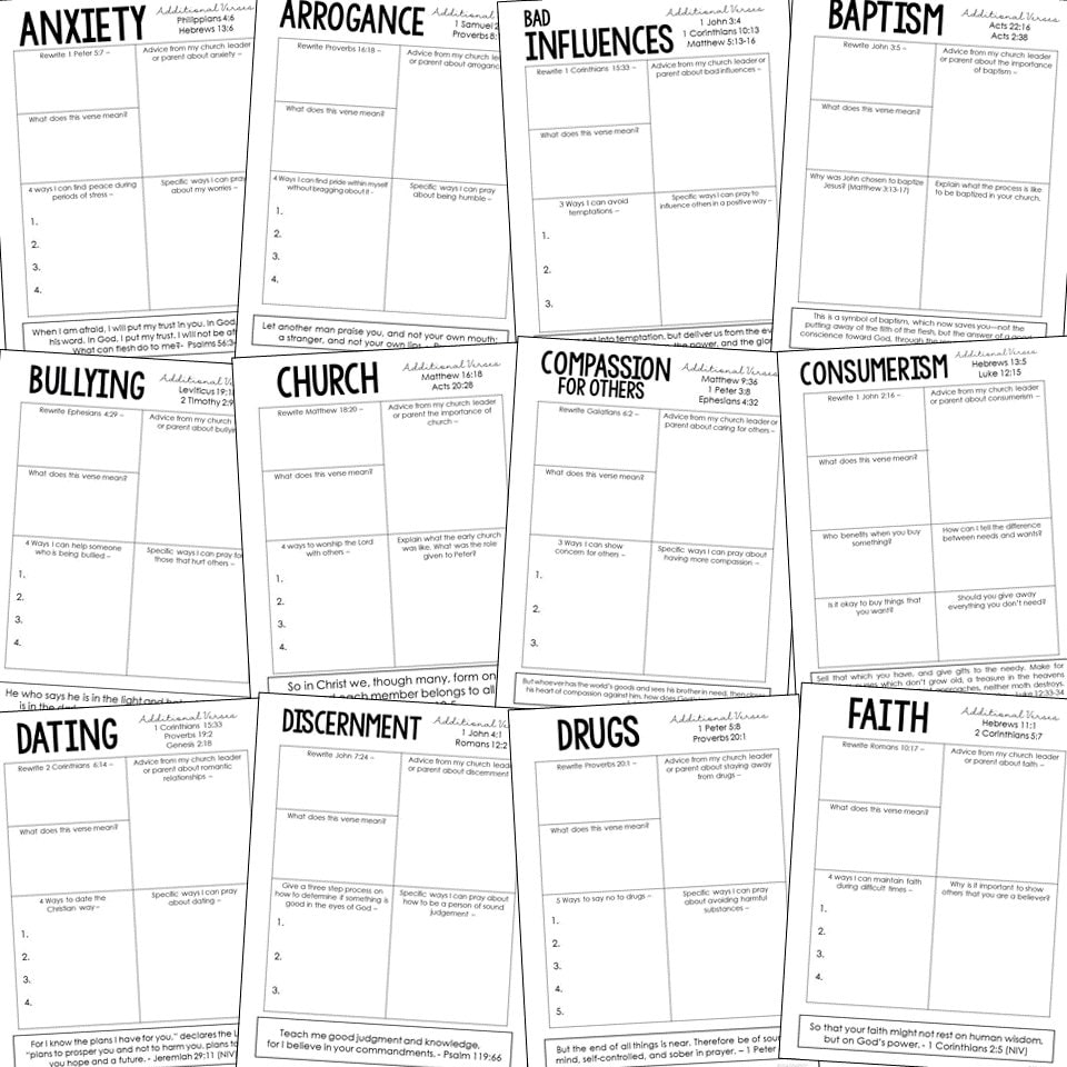 Teen Bible Journal (40 Topics) | Christian Homeschool Printable | Teen ...