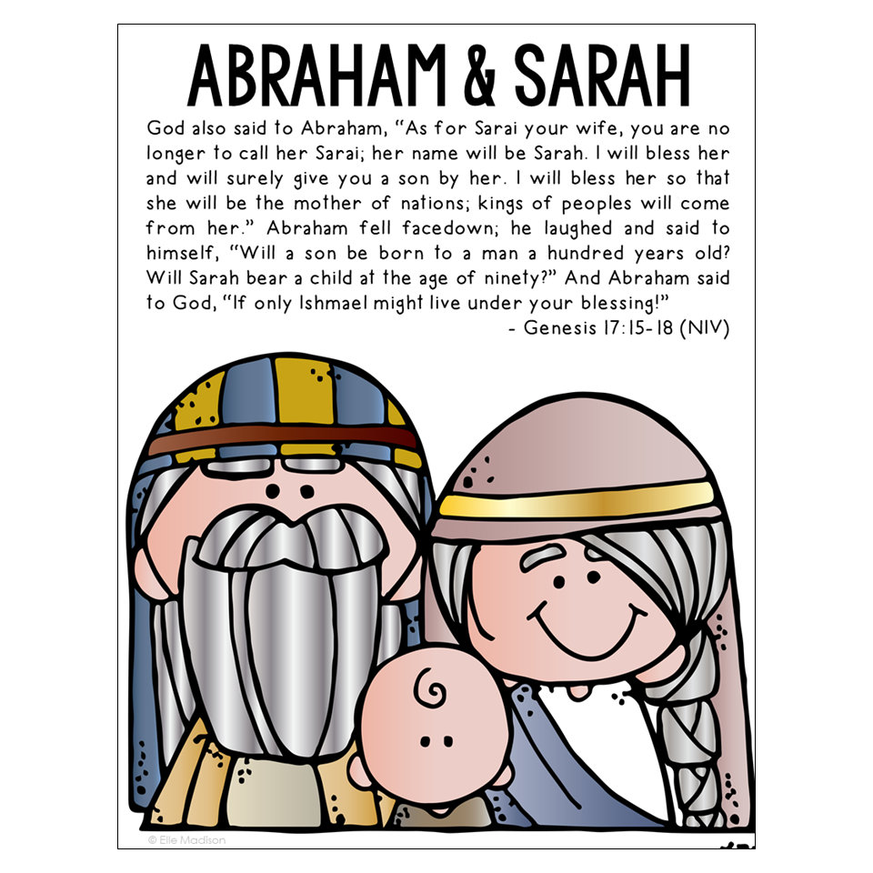 ABRAHAM and SARAH Bible Story Coloring Page and Poster Sunday School ...