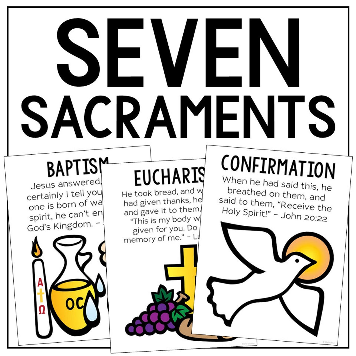 SEVEN SACRAMENTS for Kids Catholic Poster Coloring Page - Etsy