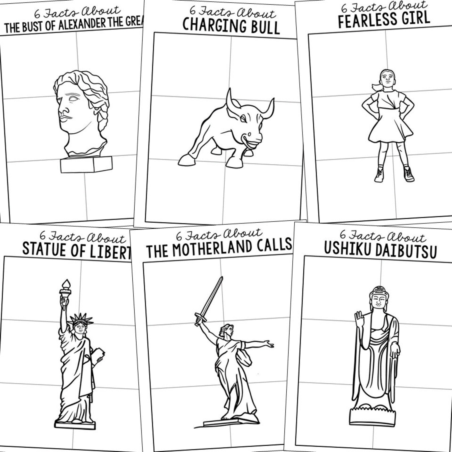 FAMOUS STATUES World Landmarks Social Studies Printables | Etsy