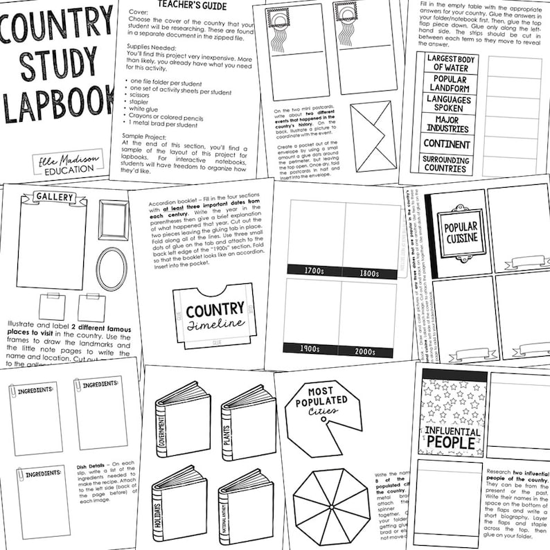 COUNTRY STUDY RESEARCH Project for Any Country Lapbook World - Etsy