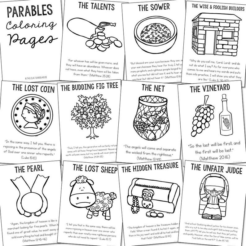 THE PARABLES Bible Story Activity Posters Christian - Etsy