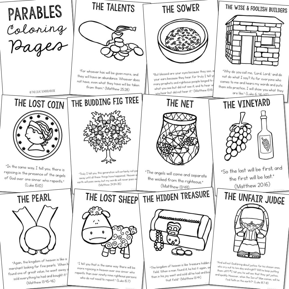 THE PARABLES Bible Story Activity Posters Christian - Etsy UK