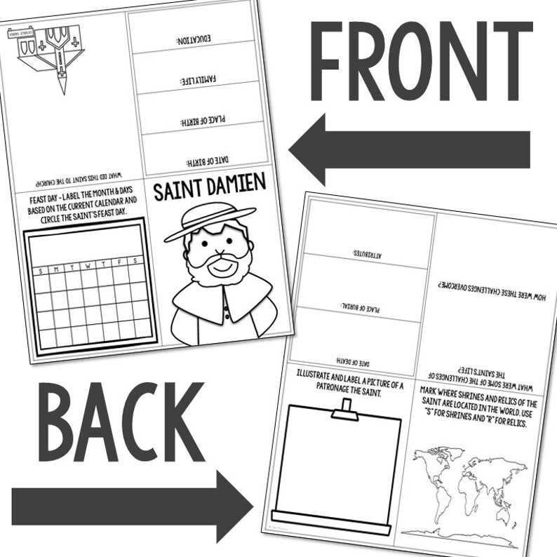 CATHOLIC SAINTS Biography Report Research Projects One Pager - Etsy