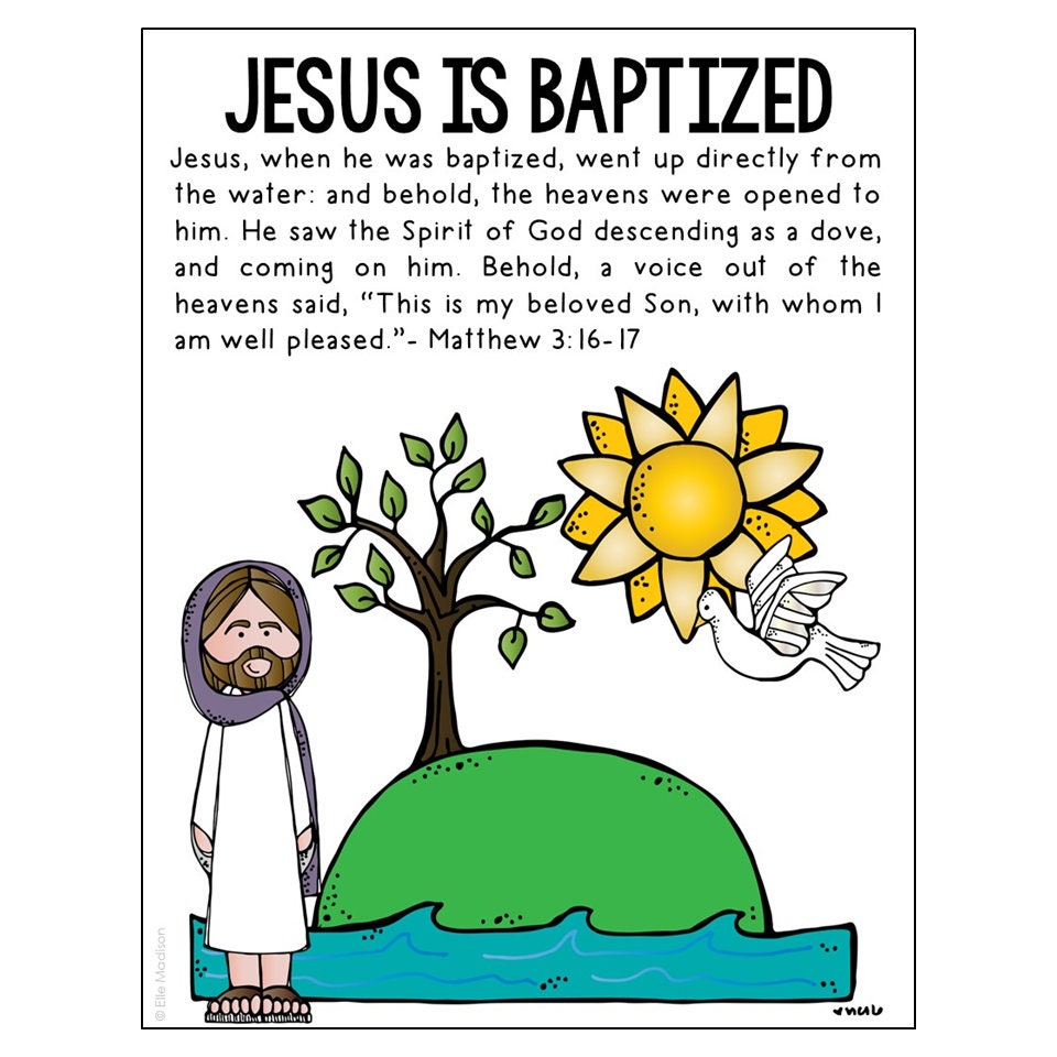 JESUS is BAPTIZED Bible Story Coloring Page Activity Sunday School ...