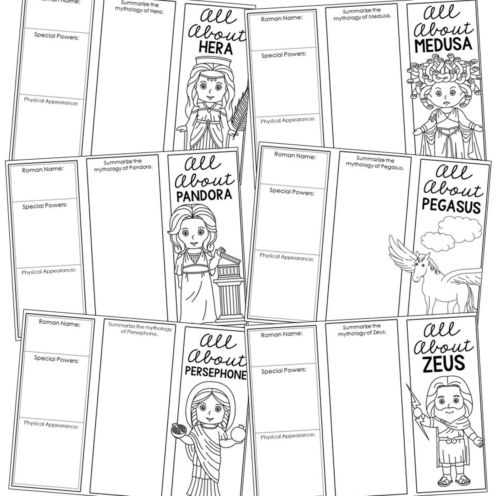 Greek Mythology Brochure Research Projects for Kids | Homeschool ...