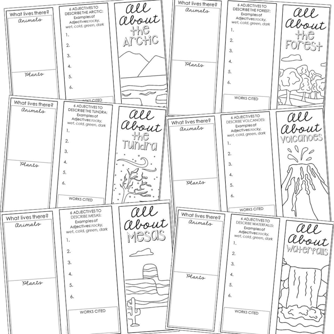 Biomes and Landforms for Kids Brochure Templates | Homeschool Worksheet Printables | Earth ...