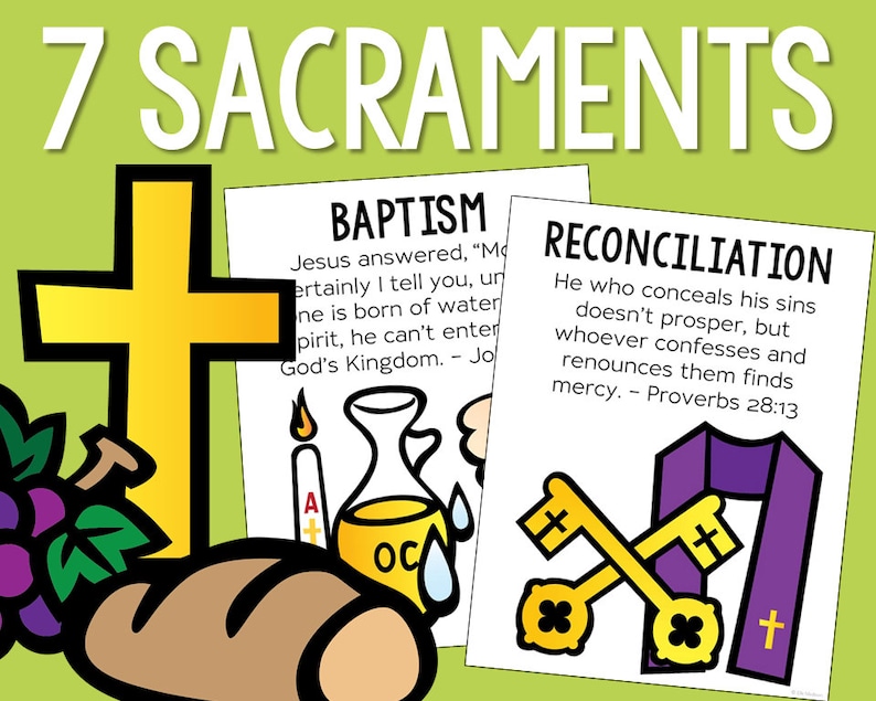 SEVEN SACRAMENTS for Kids Catholic Poster Coloring Page - Etsy UK