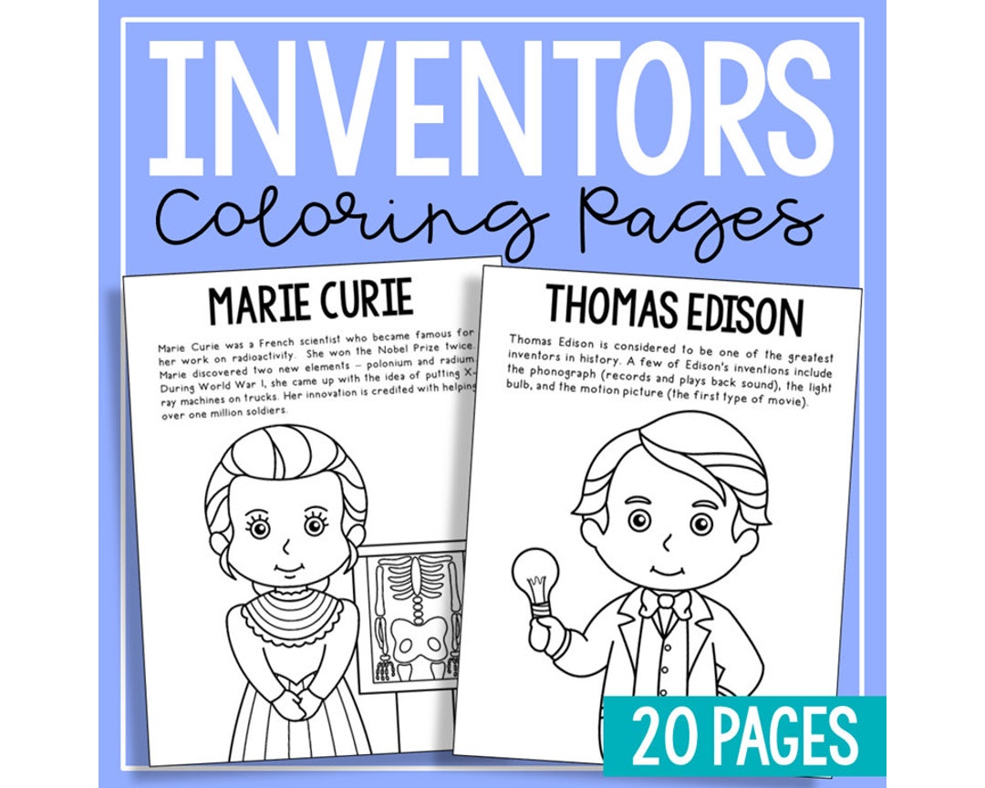 FAMOUS INVENTORS Coloring Page Activity, Homeschool Printables ...