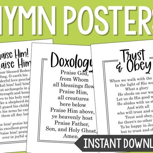 CHURCH HYMN MUSIC Posters for Kids Christian Lesson Activity - Etsy