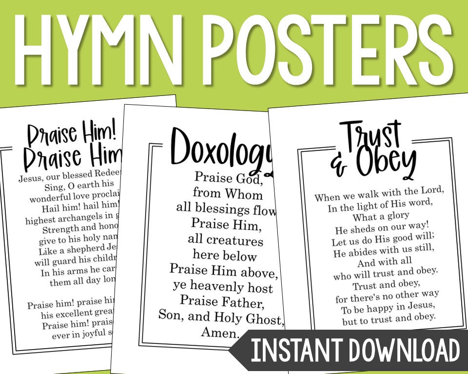 CHURCH HYMN MUSIC Posters for Kids Christian Lesson Activity - Etsy