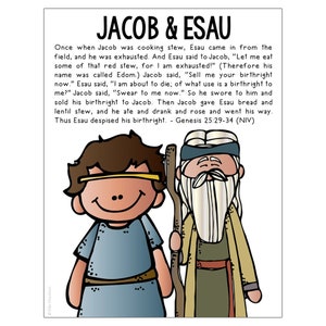 Jacob and Esau Bible Story Coloring Page | Homeschool Bible Study Unit ...