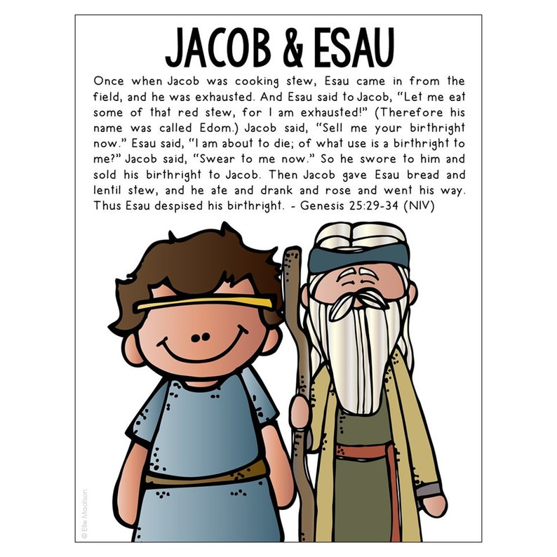 JACOB and ESAU Bible Story Coloring Page Activity | Sunday School ...
