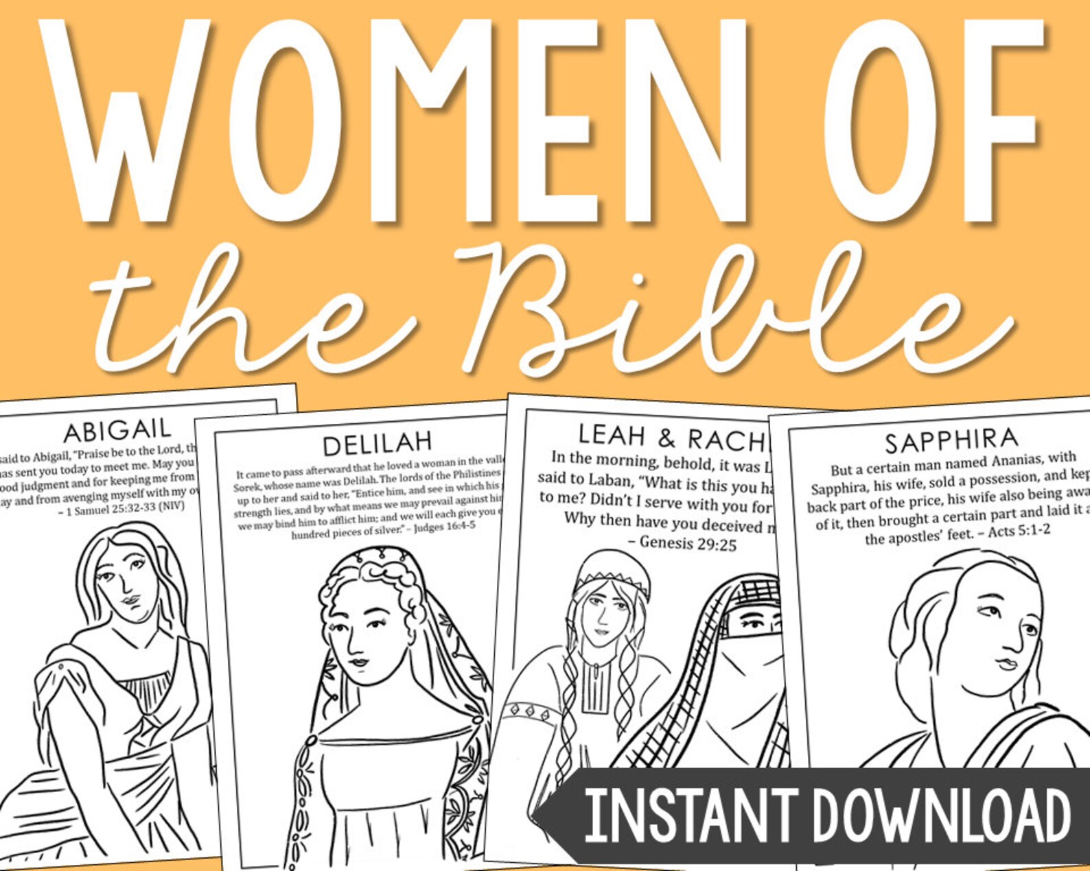 WOMEN of the BIBLE Coloring Pages Christian Lesson Activity - Etsy