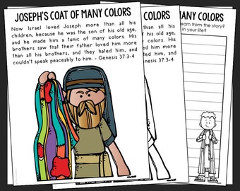 Joseph and the Coat of Many Colors Coloring Page - Etsy