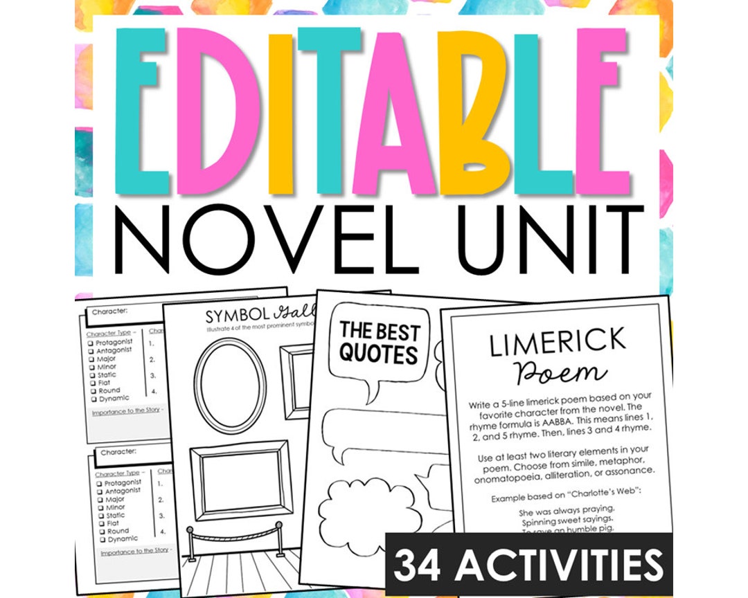 NOVEL STUDY Creative Book Report Unit Activity | 4th 5th 6th Grade ...