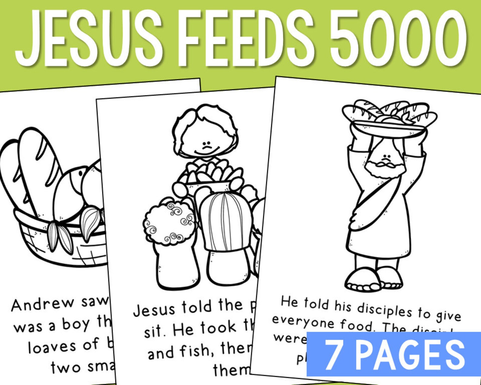 JESUS FEEDS THE 5000 Bible Story Activity Posters Homeschool - Etsy